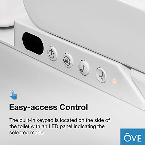 Ove Decors Nova Bidet Toilet Built-in Tankless Elongated, Automatic Flushing, Heated Seat, Soft Close, ECO Mode with Remote Control, White