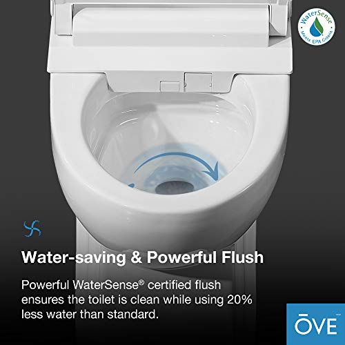 Ove Decors Nova Bidet Toilet Built-in Tankless Elongated, Automatic Flushing, Heated Seat, Soft Close, ECO Mode with Remote Control, White