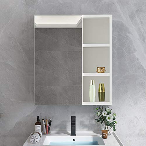 OFCASA 1 Door Bathroom Mirror Cabinet Wall Mounted Bathroom Cabinet with Adjustable Storage Shelf Medicine Cabinet for Bathroom Shower Room(White)