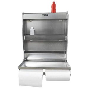 Extreme Max 5001.6049 Aluminum Work Station Storage Cabinet w/ Flip-Out Work Tray & Paper Towel Rack Organizer for Enclosed Race Trailer, Shop, Garage, Storage,Silver