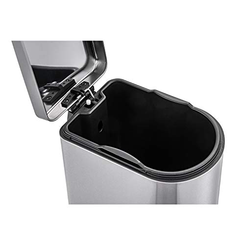 QUALIAZERO 2.6Gal Heavy Duty Hands-Free Stainless Steel Bath/Office Step Trash Can, Fingerprint-Resistant Soft Close Lid Trashcan, 10L / 2.6 GAL