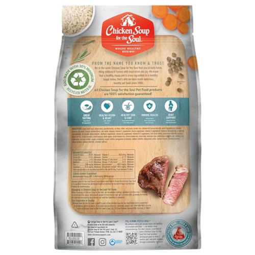 Chicken Soup for The Soul Classic Dry Large Breed Adult Dog Food, Beef & Brown Rice Recipe, 28 Pound Bag | Soy Free, Corn Free, Wheat Free, Made with Real Ingredients