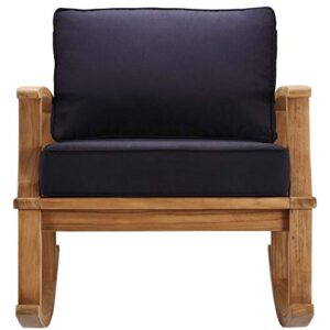 Modway EEI-4177-NAT-NAV Marina Patio Teak Rocking Chair, Natural Navy