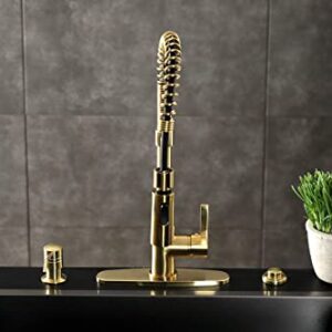 Kingston Brass LS8773CTL Continental Pre-Rinse Kitchen Faucet, Brushed Brass