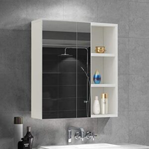 ofcasa 1 door bathroom mirror cabinet wall mounted bathroom cabinet with adjustable storage shelf medicine cabinet for bathroom shower room(white)