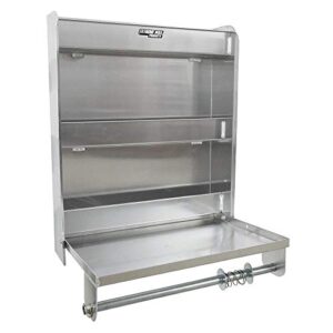 extreme max 5001.6049 aluminum work station storage cabinet w/ flip-out work tray & paper towel rack organizer for enclosed race trailer, shop, garage, storage,silver