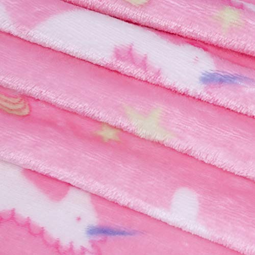 Wearable Fleece Blanket with Sleeves & Foot Pocket for Kids Boys Girls Children,Lightweight Soft Blanket with Sleeves and Hook & Loop 48" x 48" Pink Unicorn