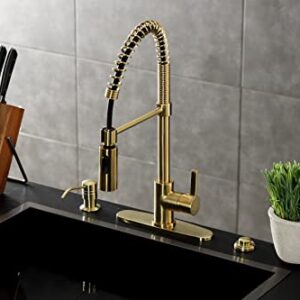 Kingston Brass LS8773CTL Continental Pre-Rinse Kitchen Faucet, Brushed Brass