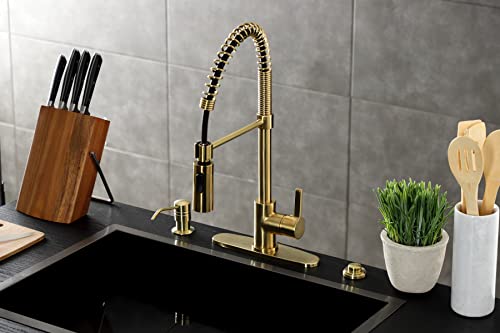 Kingston Brass LS8773CTL Continental Pre-Rinse Kitchen Faucet, Brushed Brass