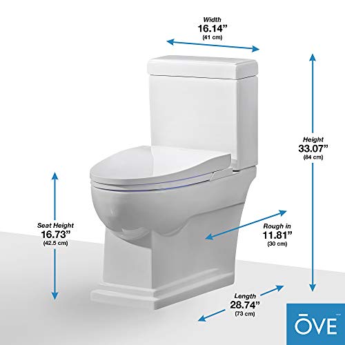 Ove Decors Nova Bidet Toilet Built-in Tankless Elongated, Automatic Flushing, Heated Seat, Soft Close, ECO Mode with Remote Control, White