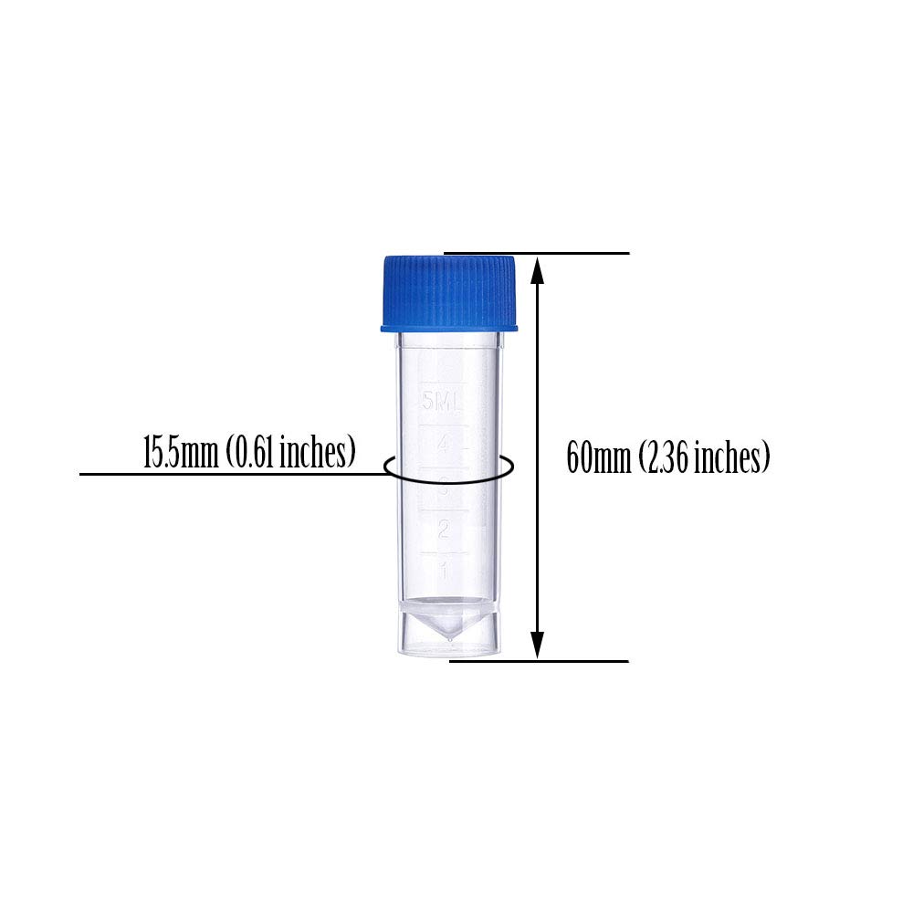 36PCS Cryo Tubes 5ml, Plastic Small vials with Screw caps Sample Tubes,PP Material ，with Silica Gel Gasket，Free from DNase, RNase, Human DNA