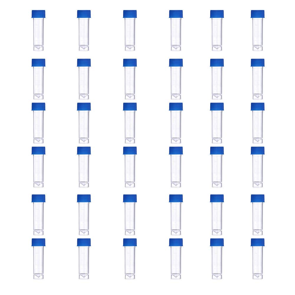 36PCS Cryo Tubes 5ml, Plastic Small vials with Screw caps Sample Tubes,PP Material ，with Silica Gel Gasket，Free from DNase, RNase, Human DNA