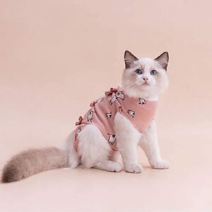 PUMYPOREITY Cat Recovery Suit After Surgery, Cat Onesie for Cats After Surgery, Cat Surgical Recovery Suit Female, Kitten Recovery Suit for Neutered/Abdominal Wound/Skin Damage/Weaning, S, Pink