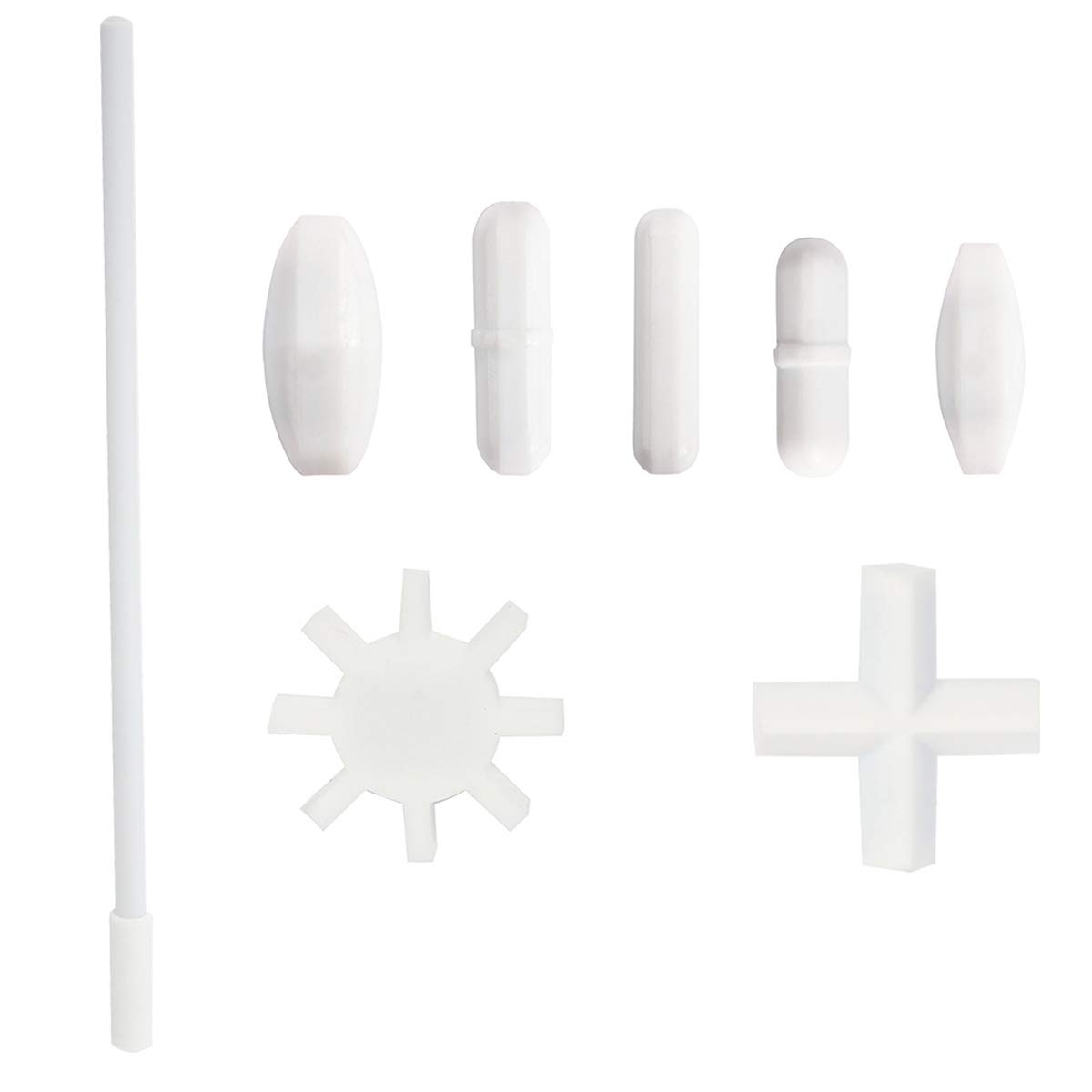 Toolly 8 Pack Magnetic Stirrer - Stir Bars Mixer, PTFE Stiring Rod : 7 Shapes + Magnetic Retriever