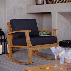 modway eei-4177-nat-nav marina patio teak rocking chair, natural navy