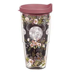 tervis floral moon phases made in usa double walled insulated tumbler travel cup keeps drinks cold & hot, 24oz, quartz