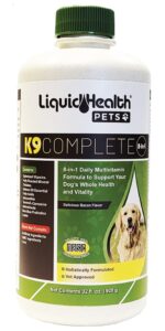 liquidhealth 32 oz k9 complete 8-in-1 liquid multivitamin for dogs & puppies, all in one complete formula dog snob, senior puppy dog diet, canine vitamins, skin and coat, joint health, immune support