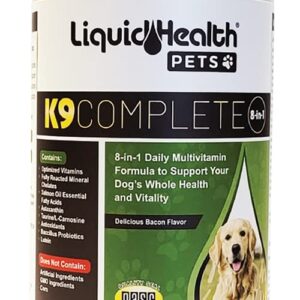 LiquidHealth 32 Oz K9 Complete 8-in-1 Liquid Multivitamin for Dogs & Puppies, All in One Complete Formula Dog Snob, Senior Puppy Dog Diet, Canine Vitamins, Skin and Coat, Joint Health, Immune Support