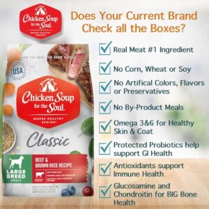 Chicken Soup for The Soul Classic Dry Large Breed Adult Dog Food, Beef & Brown Rice Recipe, 28 Pound Bag | Soy Free, Corn Free, Wheat Free, Made with Real Ingredients