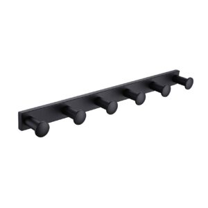 miyili matte black wall mounted coat rack with 6 hanger hooks sus304 stainless steel, b03b6