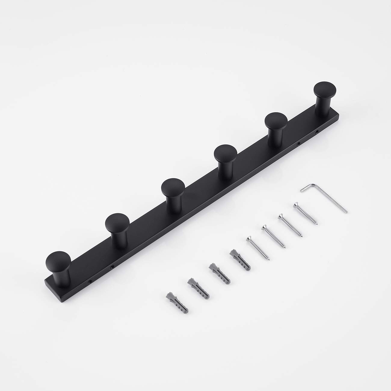 Miyili Matte Black Wall Mounted Coat Rack with 6 Hanger Hooks SUS304 Stainless Steel, B03B6