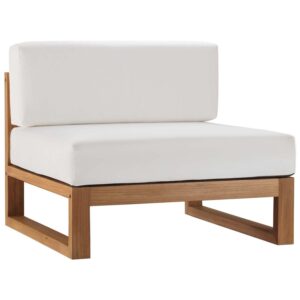 modway eei-4125-nat-whi upland patio teak wood corner, armless chair, natural white