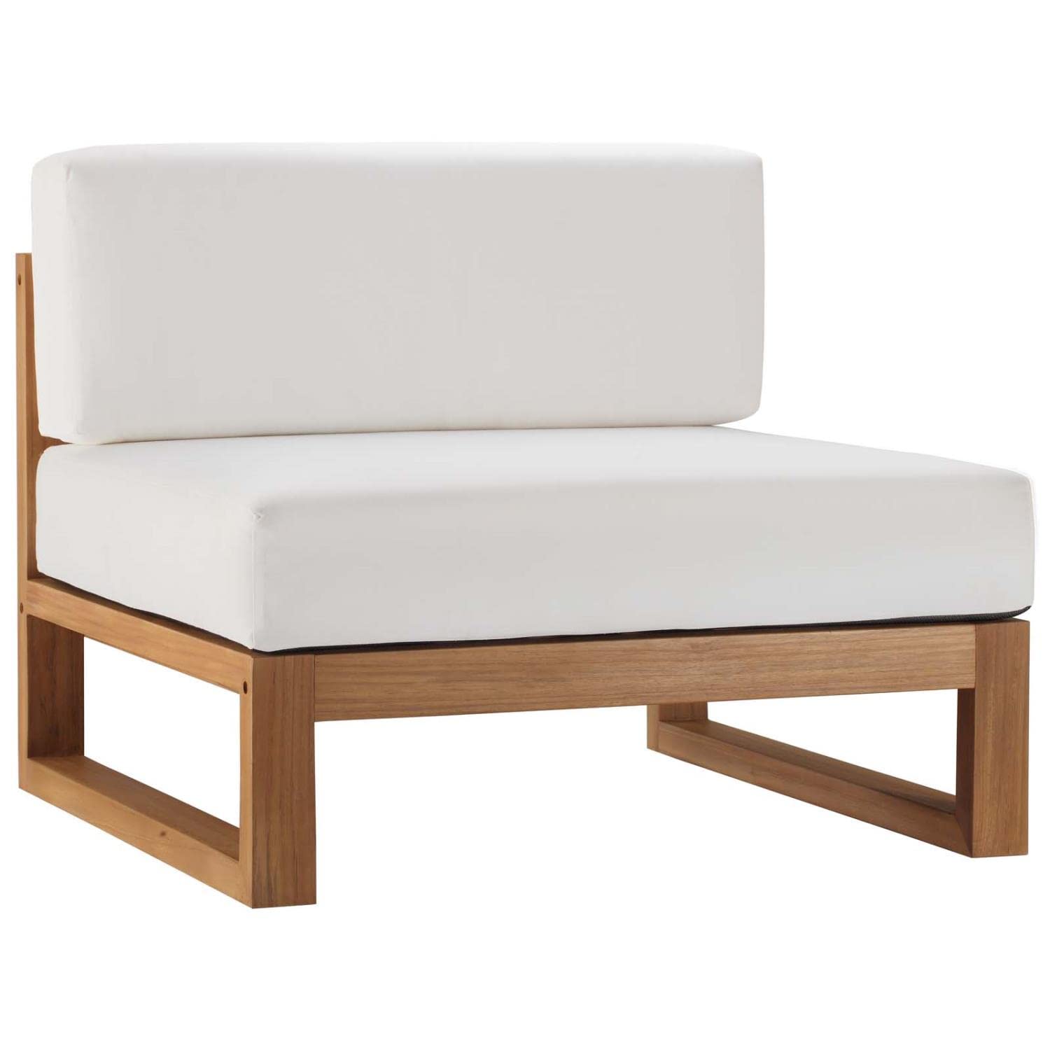 Modway EEI-4125-NAT-WHI Upland Patio Teak Wood Corner, Armless Chair, Natural White