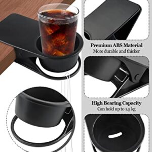 2PCS Drinking Cup Holder Clip, Kalolary Desk Bottle Cup Stand DIY Glass Clamp Storage Saucer Clip Water Coffee Mug Holder Saucer Clip Design for Home & Office, Black