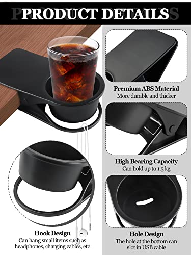 2PCS Drinking Cup Holder Clip, Kalolary Desk Bottle Cup Stand DIY Glass Clamp Storage Saucer Clip Water Coffee Mug Holder Saucer Clip Design for Home & Office, Black