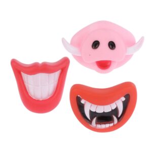 pretyzoom 3pcs silicone dog chew toy fake pig nose vampire fangs red lips pet cosplay props halloween party favors for dog