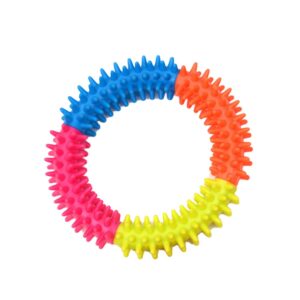 shlutesoy cute pet dog puppy round ring circle tooth cleaning molar bite chewing training toy random color 4-color ring