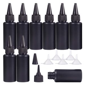 benecreat 30 packs 1oz black plastic squeeze dispensing bottles uv glue bottles with caps, 5pcs funnel hoppers for uv resin, diy crafts, glue, liquids