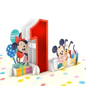 lovepop disney's mickey and friends 1st birthday pop up card - 3d card, birthday card, disney birthday card, mickey mouse birthday card, 3d birthday card, pop up disney card, 1st birthday card