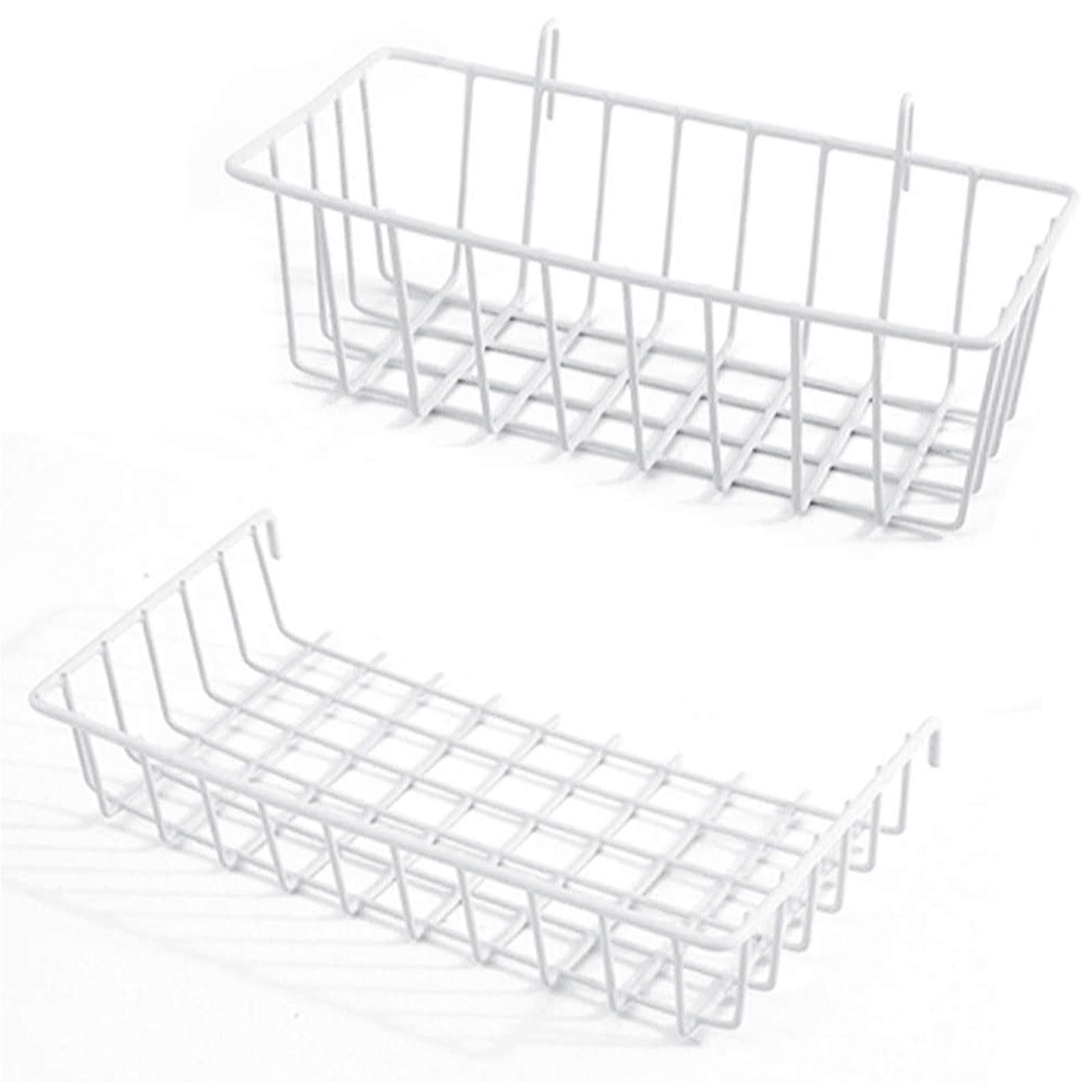 GBYAN Wire Grid Wall Shelf Baskets White Hanging Flower Pot Display Metal for Grid Panel, 2 Pack