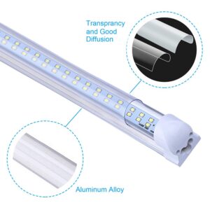 8FT LED Shop Light Fixture, T8 Integrated Tube Light Fixture, 72W, 8640LM, 6000K, High Output, Brighter White, 8 foot Linkable LED Tube Light for Garage, Warehouse (4-Pack)