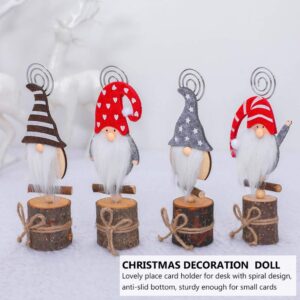 PRETYZOOM 4pcs Christmas Gnomes Place Card Holder Table Number Holders Table Picture Holder for Christmas Party Favors Gifts