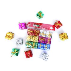 christmas tree decor 24 pcs mini christmas assorted color foil boxes handmade gift boxes tree ornaments,assorted colors