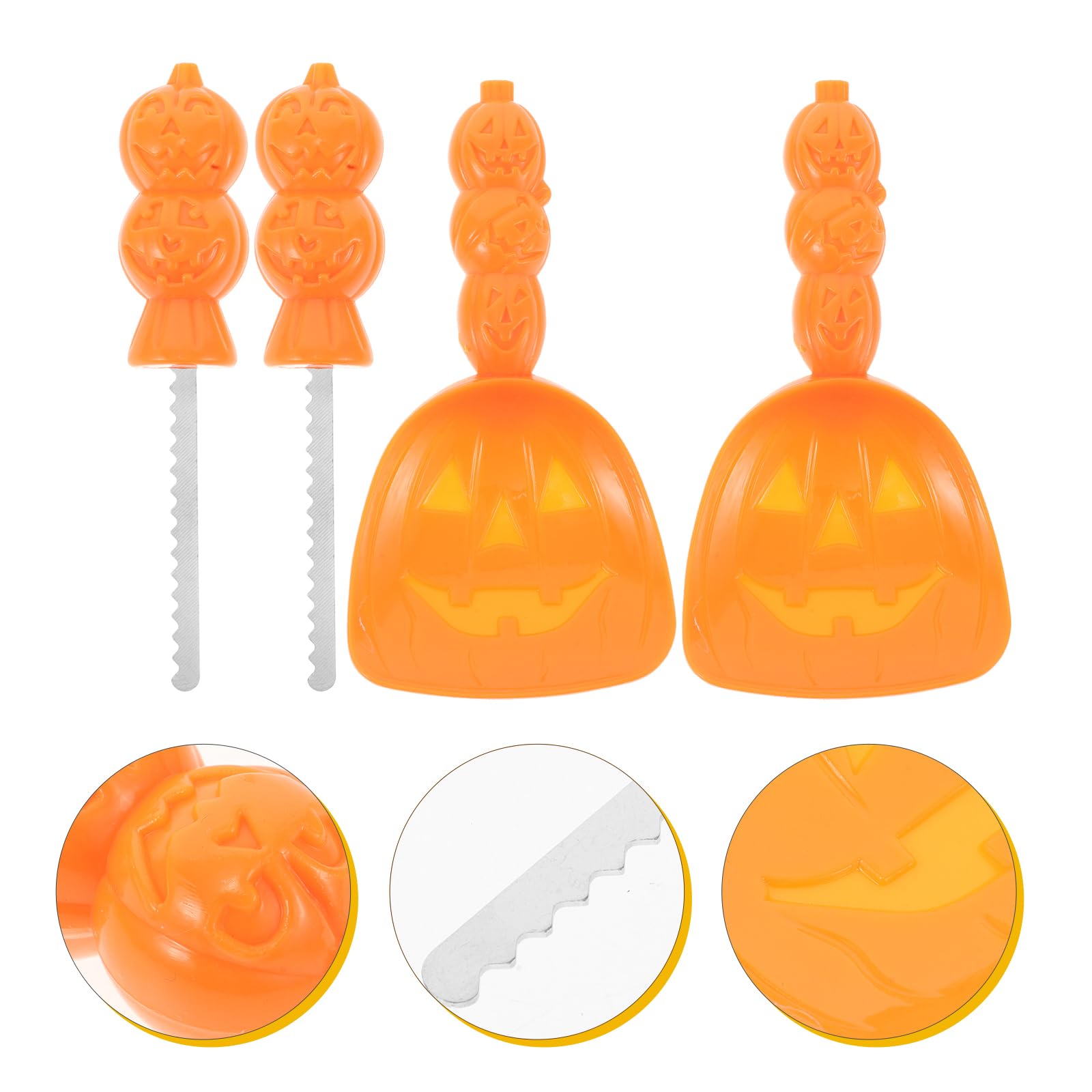 Halloween Pumpkin Carving Tools, 4 Piece Professional Stainless Steel Pumpkin Carving Kit for for Halloween Decoration Jack-O-Lanterns Halloween Present(Carving Knife + Shovel)