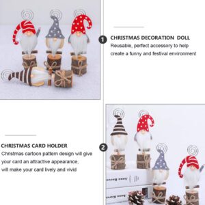 PRETYZOOM 4pcs Christmas Gnomes Place Card Holder Table Number Holders Table Picture Holder for Christmas Party Favors Gifts