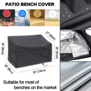 CenterZ Patio Loveseat Sofa Cover, 53x26x35 inch Waterproof Sun Protection Outdoor Furniture 2-Seater Bench Covers with Drawstring Toggle for Deep Seat Lounge, 2 Cushion Couch, Large Chair, Lawn Table