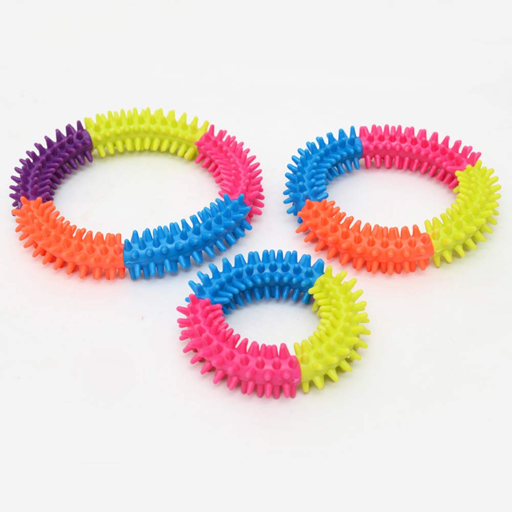 shlutesoy Cute Pet Dog Puppy Round Ring Circle Tooth Cleaning Molar Bite Chewing Training Toy Random Color 4-Color Ring