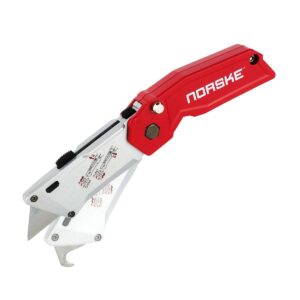 norske tools nmcp050 utility knife, twin blade retractable folding utility knife with utility blade and hooked blade patented