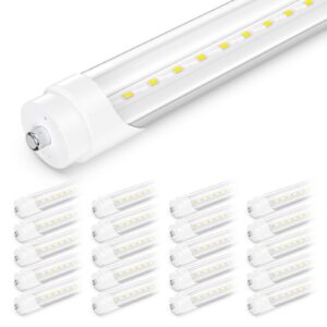 shinestar 20-pack 8ft led bulbs, ballast bypass, 44w 6500k daylight, f96t12 led replacement for t8 t10 t12 fluorescent tubes, fa8 single pin, dual-end, clear cover