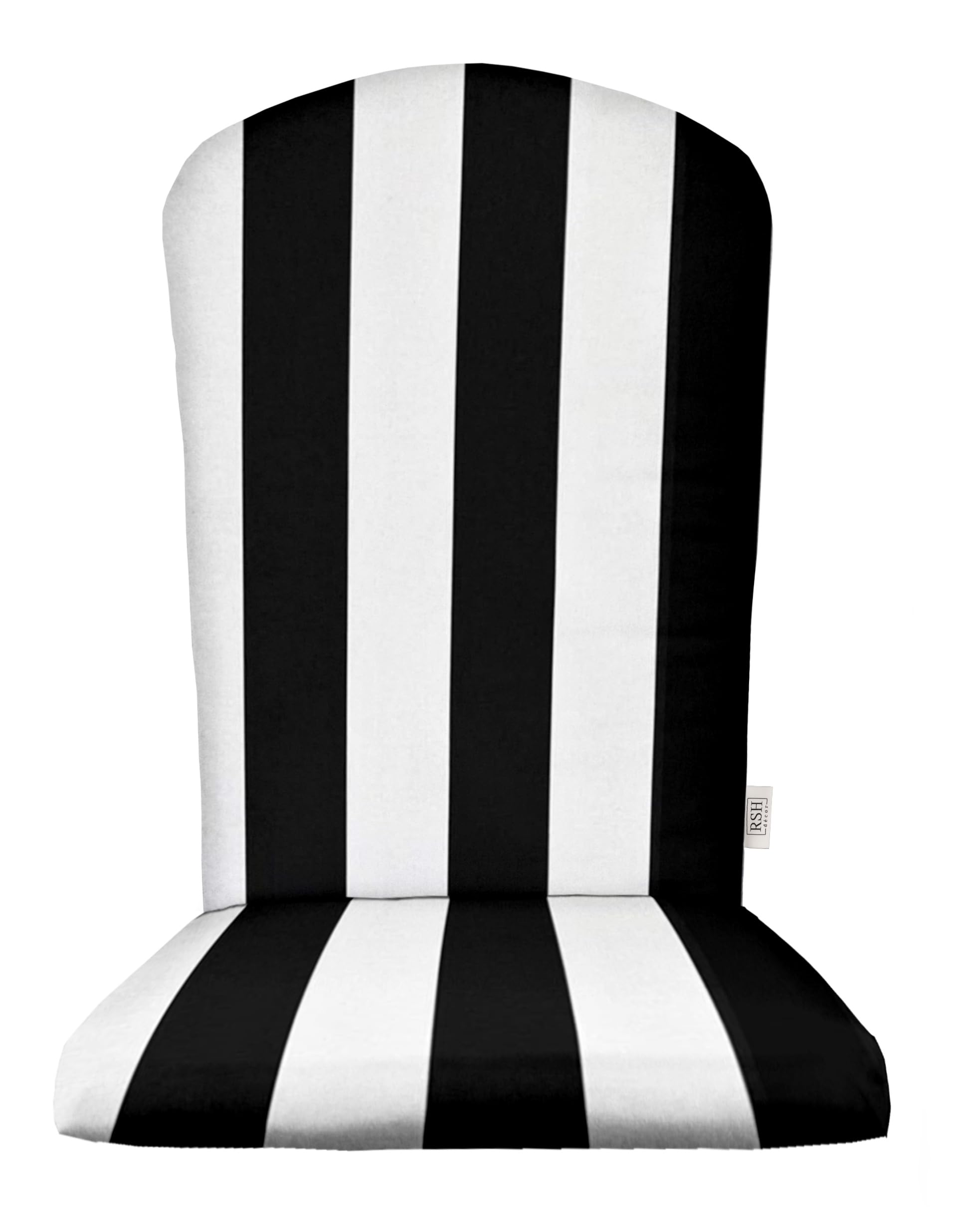 RSH DECOR: Foam Adirondack Chair Cushion | 48” x 20” x 2” | All-Weather Spun Fabric | Water and Fade-Resistant | Outdoor Cushion for Patio Furniture | Black & White Stripe