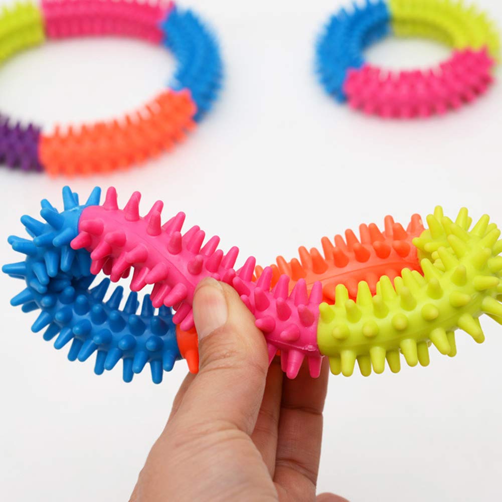 shlutesoy Cute Pet Dog Puppy Round Ring Circle Tooth Cleaning Molar Bite Chewing Training Toy Random Color 4-Color Ring