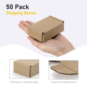 Ellbest 50 Pack Kraft Paper Boxes, Foldable Rectangular Paper Box Packing Box for shipping, Storaging Small items, Brown, 3.62 x 1.98 x 1.02 inches