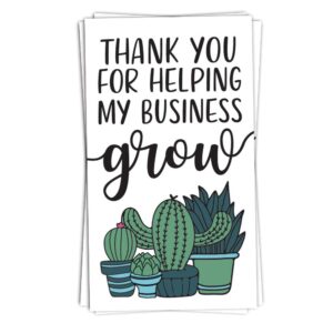 50 cactus thank you for helping my business grow - customer thank you for your order cards - small business online shop package insert