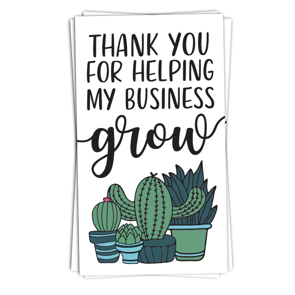 50 Cactus Thank You for Helping My Business Grow - Customer Thank You for Your Order Cards - Small Business Online Shop Package Insert