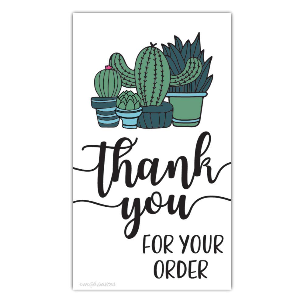 50 Cactus Thank You for Helping My Business Grow - Customer Thank You for Your Order Cards - Small Business Online Shop Package Insert