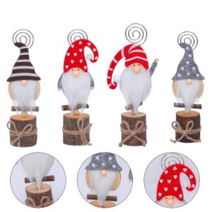 PRETYZOOM 4pcs Christmas Gnomes Place Card Holder Table Number Holders Table Picture Holder for Christmas Party Favors Gifts